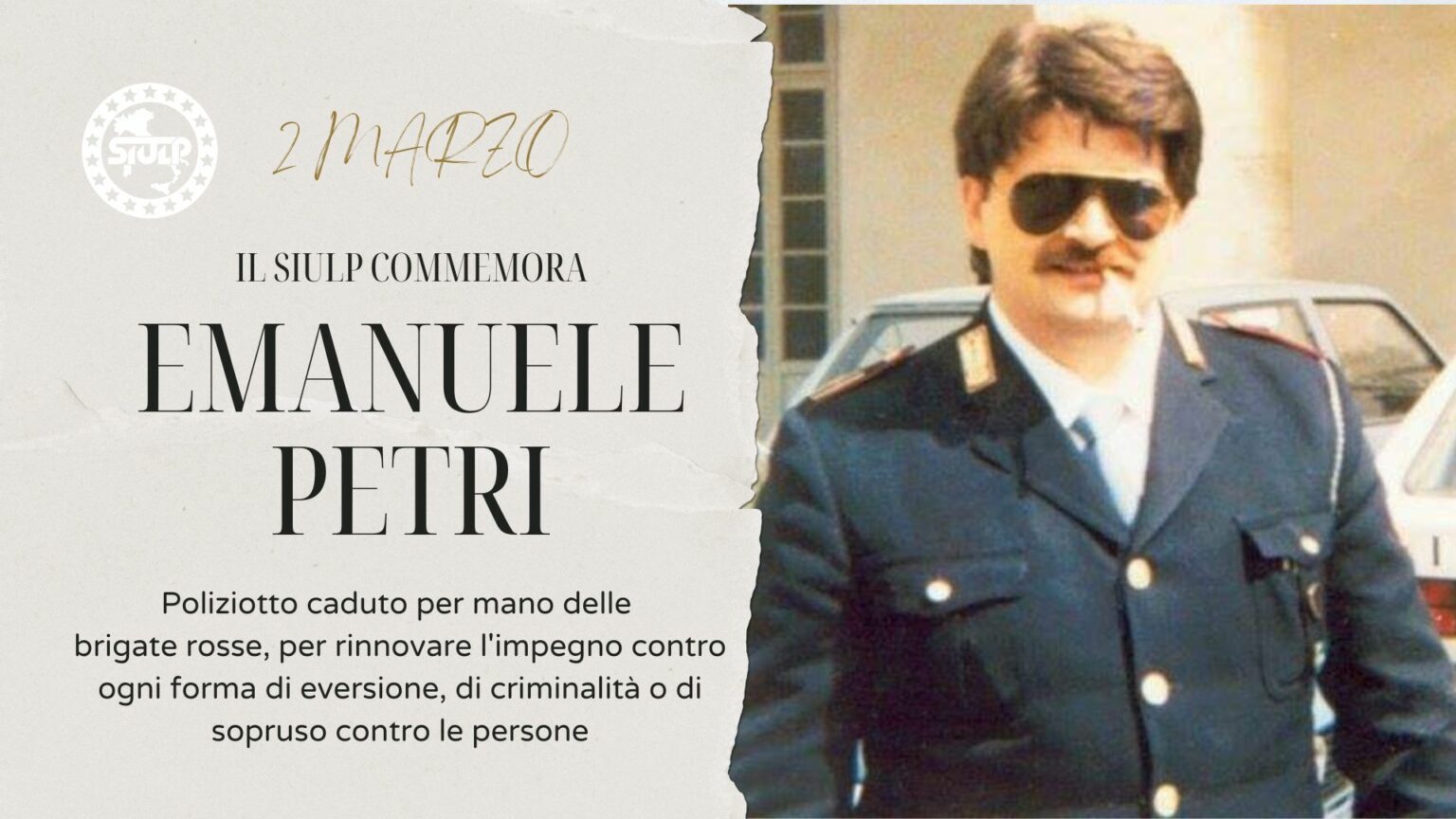 2 Marzo 2023 - 20° anniversario della morte del collega Emanuele Petri - SIULP